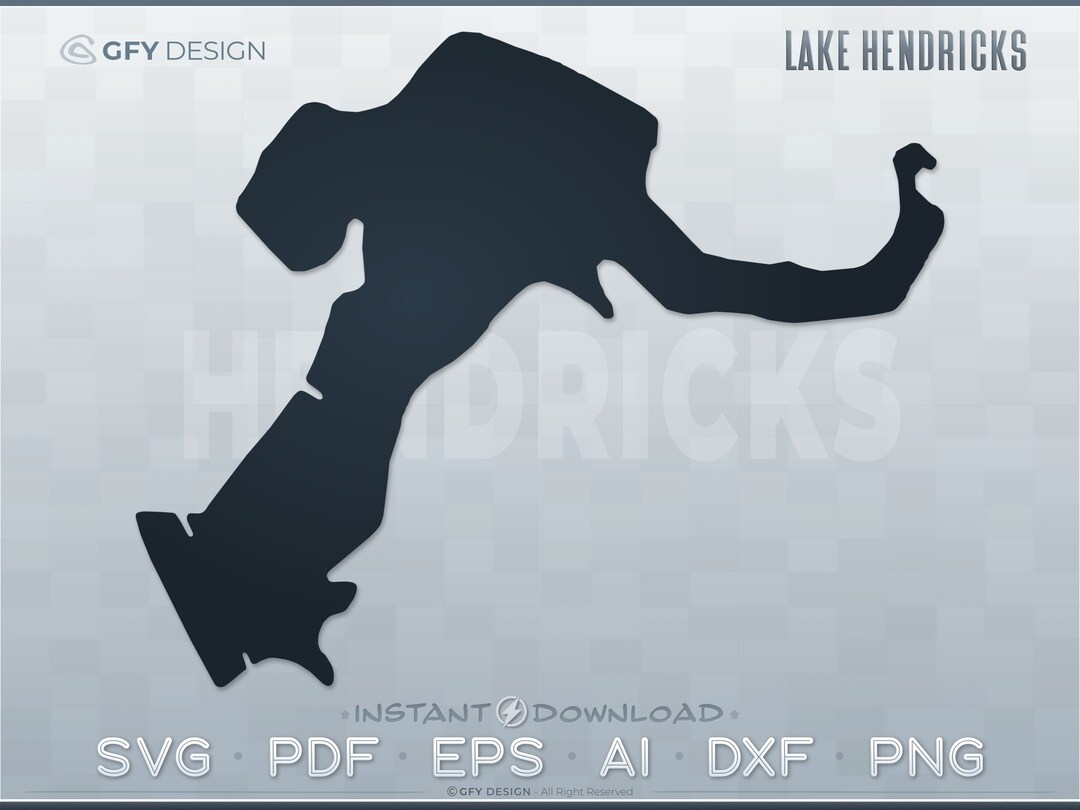 Lake Hendricks SVG - Digital File Set - Iowa | Vector Outline Map Shape ...