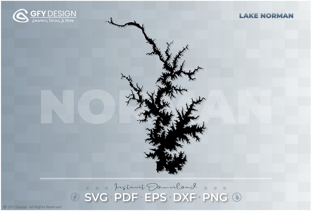 Lake Norman - Vector Graphic, Cut File, Map, Print Ready, Digital File ...