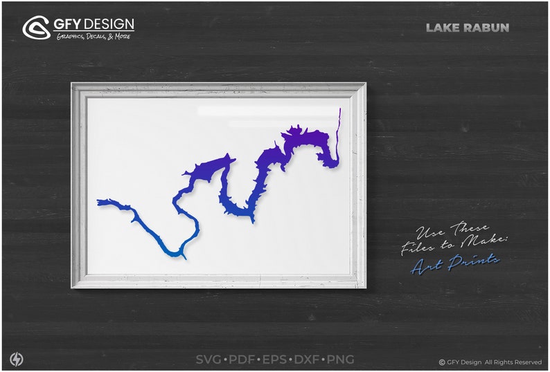 Lake Rabun Vector Graphic Cut File Map Georgia Print - Etsy