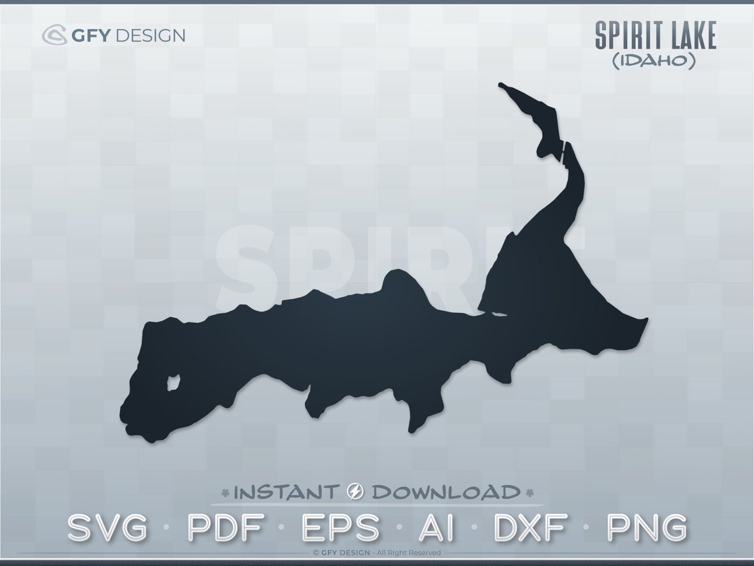 Spirit Lake SVG - Digital File Set - Idaho ID | Vector Outline Map ...
