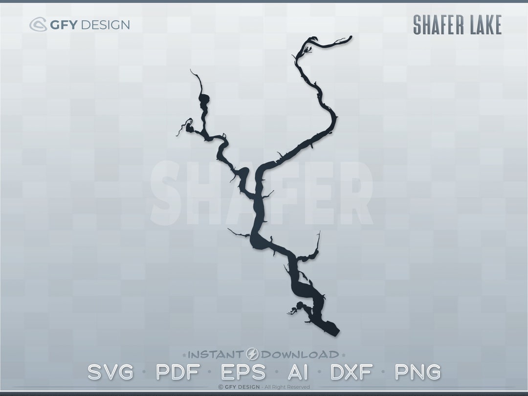 Shafer Lake SVG - Digital File Set - Indiana | Vector Outline Map Shape ...