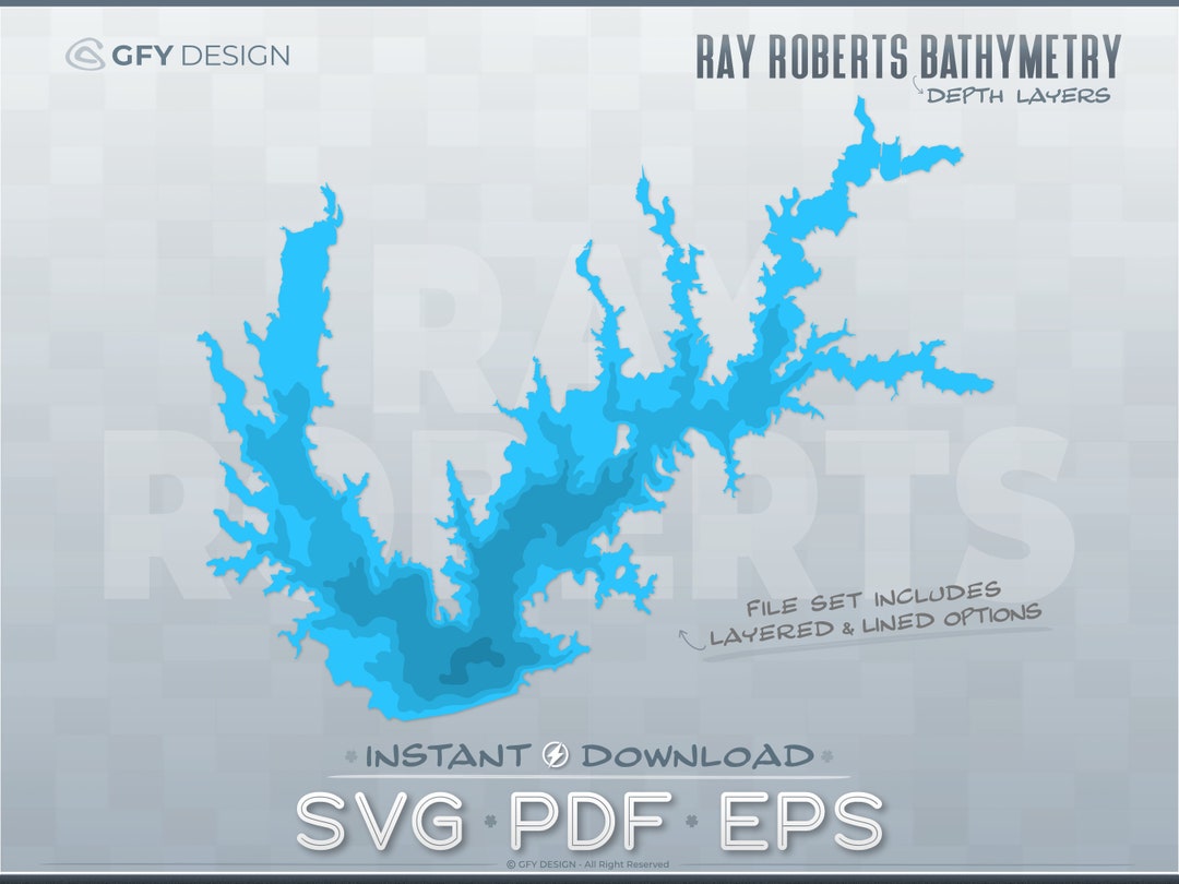 Lake Ray Roberts Bathymetry Depth Layers (bathymetry) SVG Vector ...
