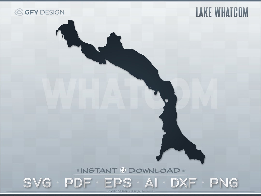 Lake Whatcom SVG Digital File Set - Washington | Vector Outline Map ...