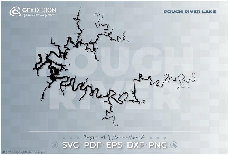 Rough River Lake Vector Graphic Cut File Map Print Ready | Etsy