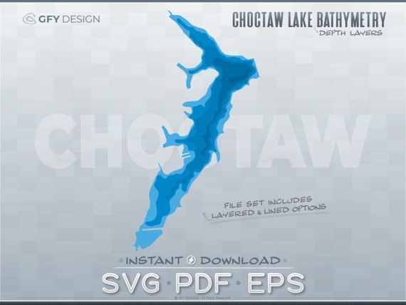 Choctaw Lake Bathymetric Depth Layers SVG File Set Ohio | Etsy