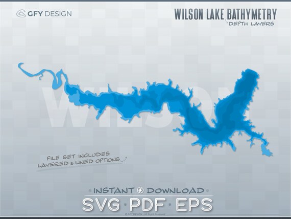 Wilson Lake With Bathymetric Depth Layers SVG Vector Graphic | Etsy