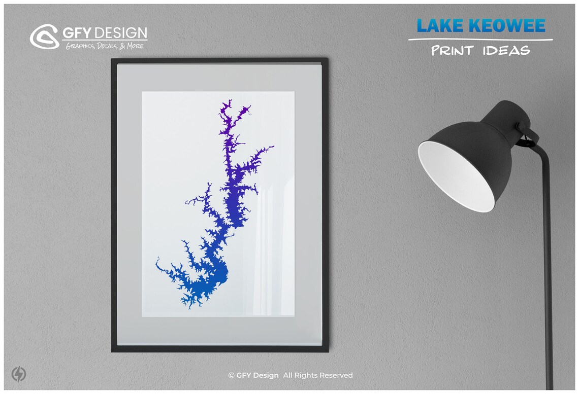 Lake Keowee - Vector Graphic, Cut File, Map, Print Ready, South ...