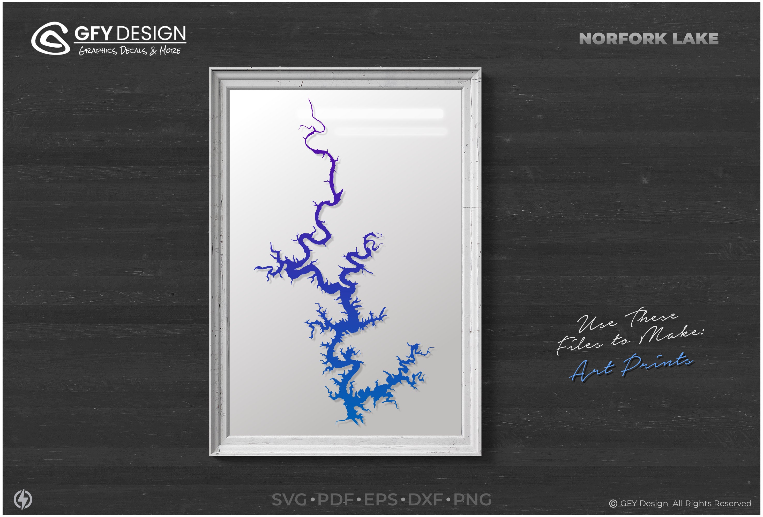 Norfork Lake - Vector Graphic, Cut File, Map, Arkansas, Print Ready ...