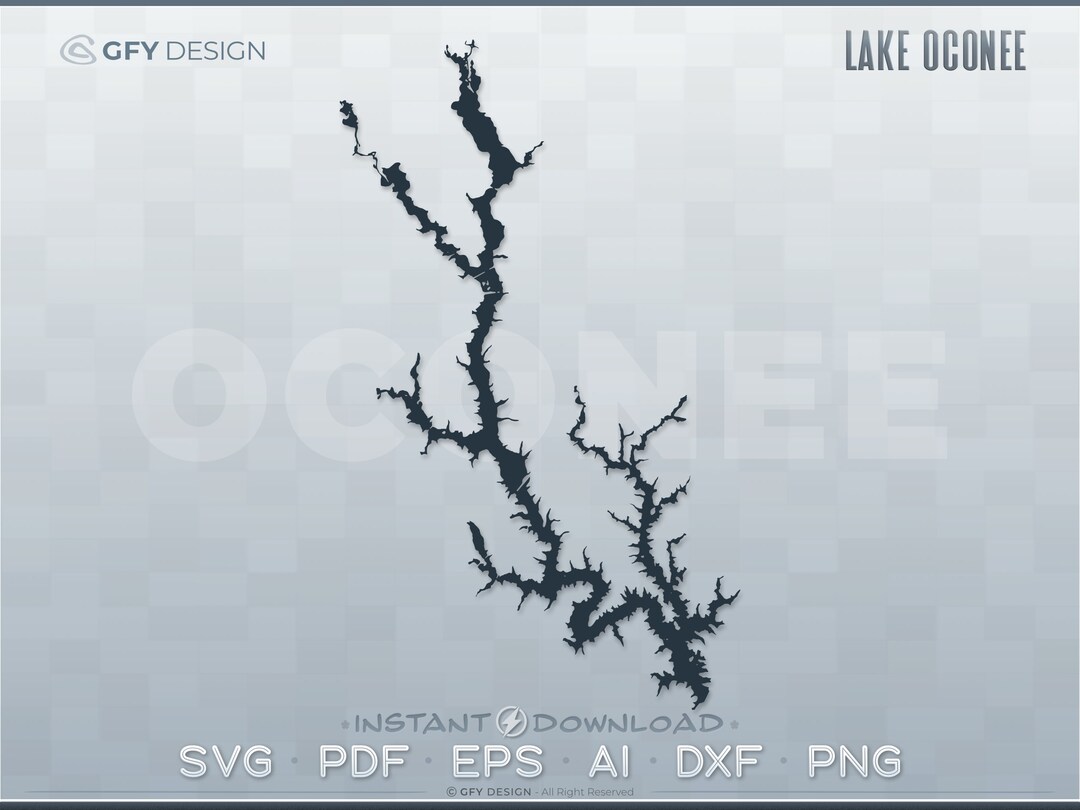 Lake Oconee SVG - Digital File Set - Georgia GA | Vector Outline Map ...