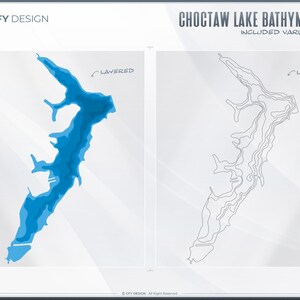 Choctaw Lake - Bathymetric Depth Layers SVG File Set - Ohio OH; Layered ...
