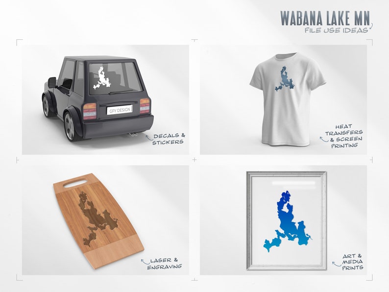 Wabana Lake SVG - Digital File Set - Minnesota | Vector Outline Map ...