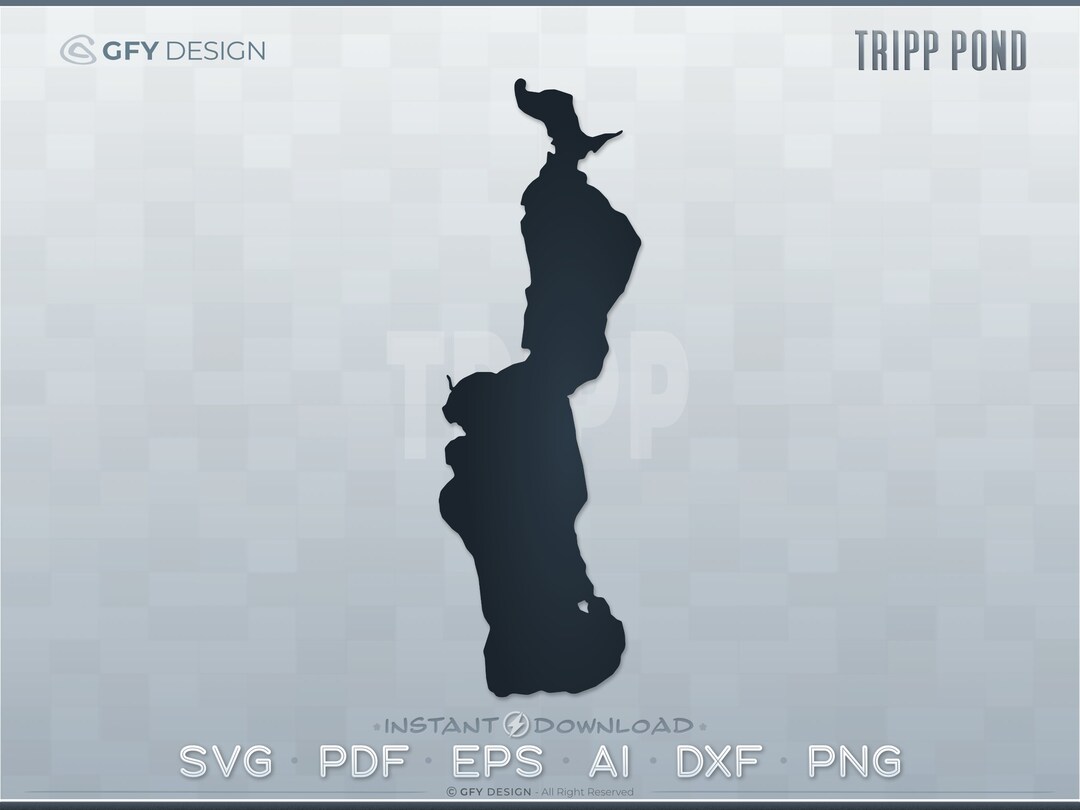 Tripp Pond SVG - Digital File Set - Maine | Vector Outline Map Shape ...