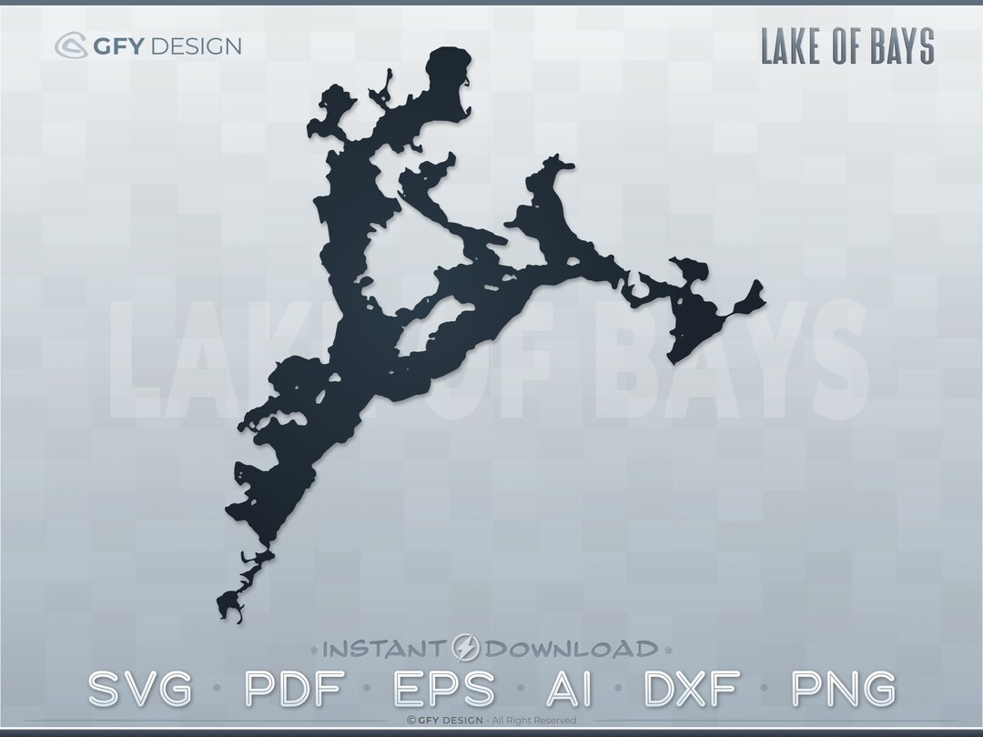 Lake of Bays SVG - Digital File Set - Ontario | Vector Outline Map ...