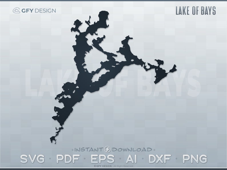Lake of Bays SVG Digital File Set Ontario Vector Outline - Etsy