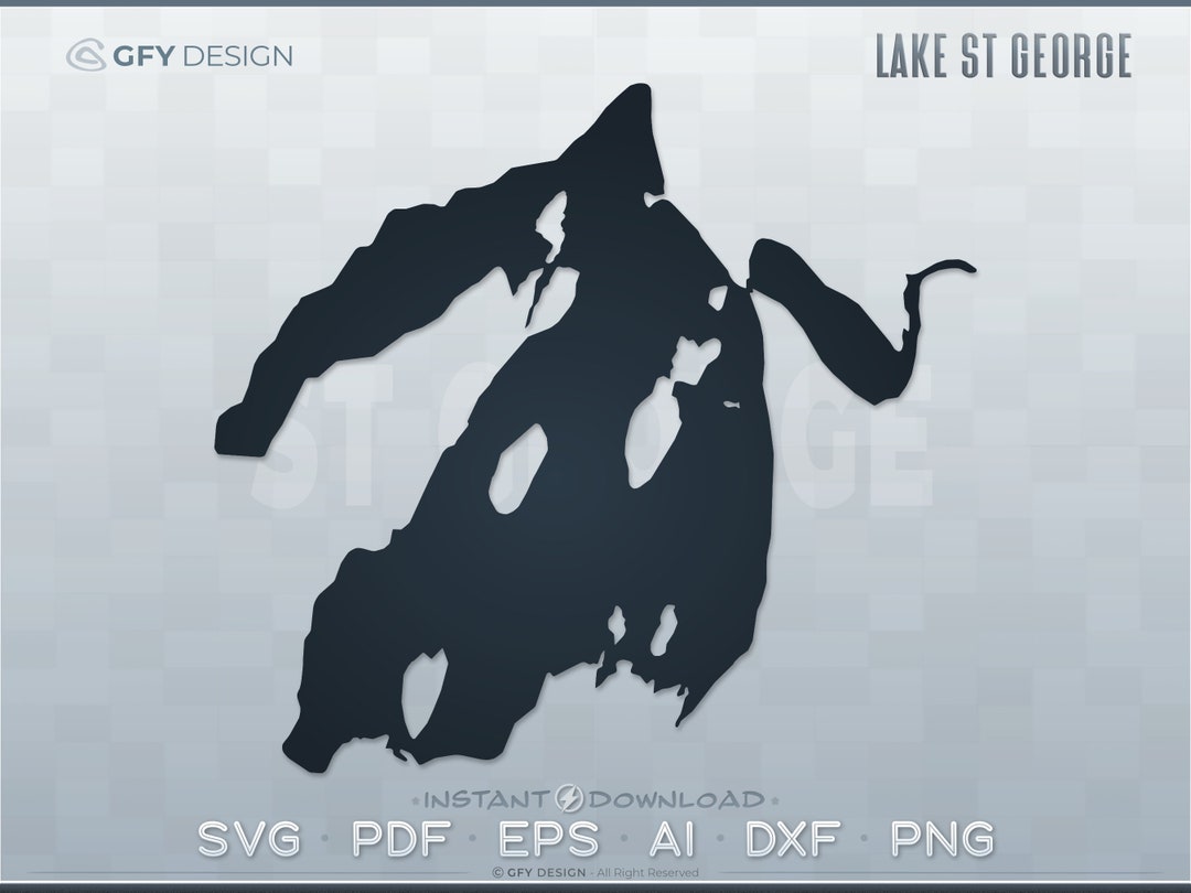 Lake St George SVG - Digital File Set - Maine | Vector Outline Map ...