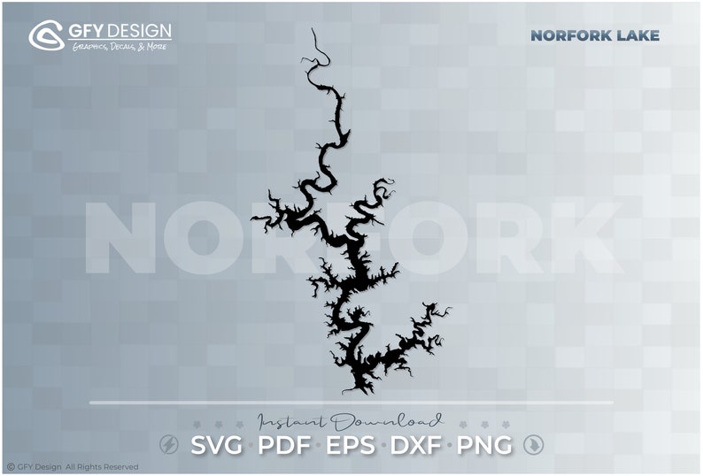 Norfork Lake - Vector Graphic, Cut File, Map, Arkansas, Print Ready ...