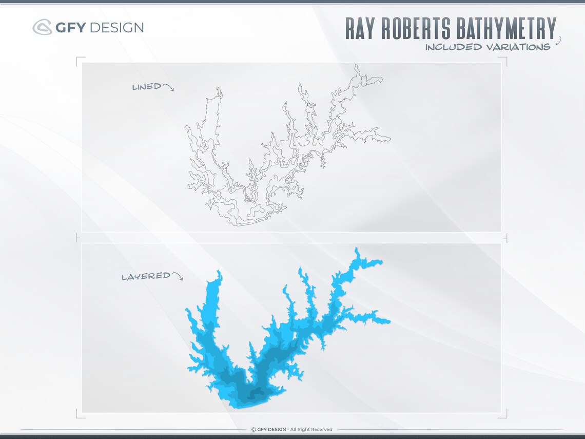 Lake Ray Roberts Bathymetry Depth Layers bathymetry SVG - Etsy