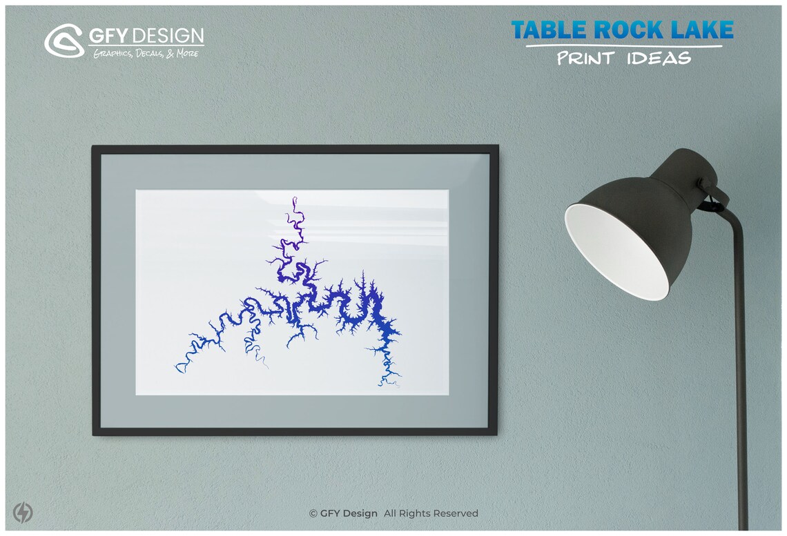 Table Rock Lake Vector Graphic Cut File Map Print Ready | Etsy