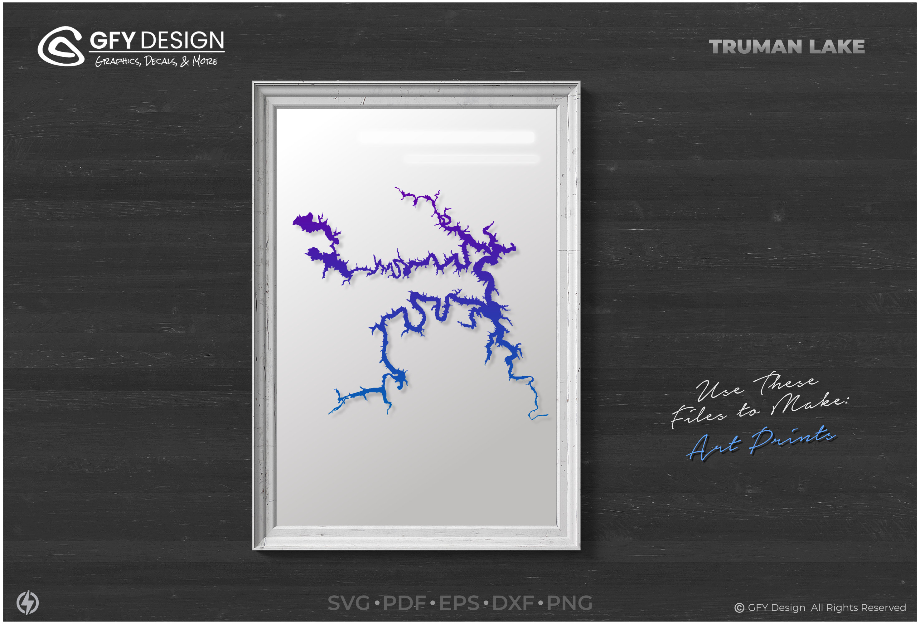 Truman Lake - Vector Graphic, Cut File, Map, Missouri, Reservoir, Print ...