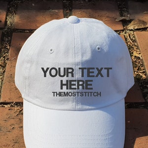 White Cotton Hat, Custom Hat, Embroidered Hat, Personalized Hat, White ...