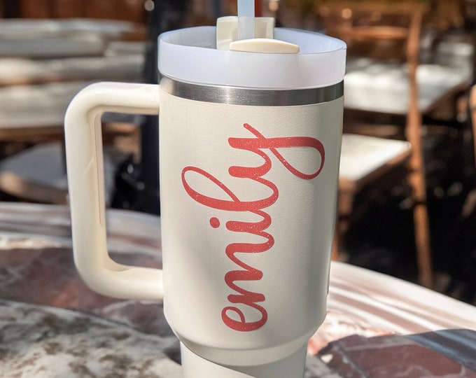 Personalized Shimmer Vinyl Sticker, 40oz Stanley Bottles, Personalized ...