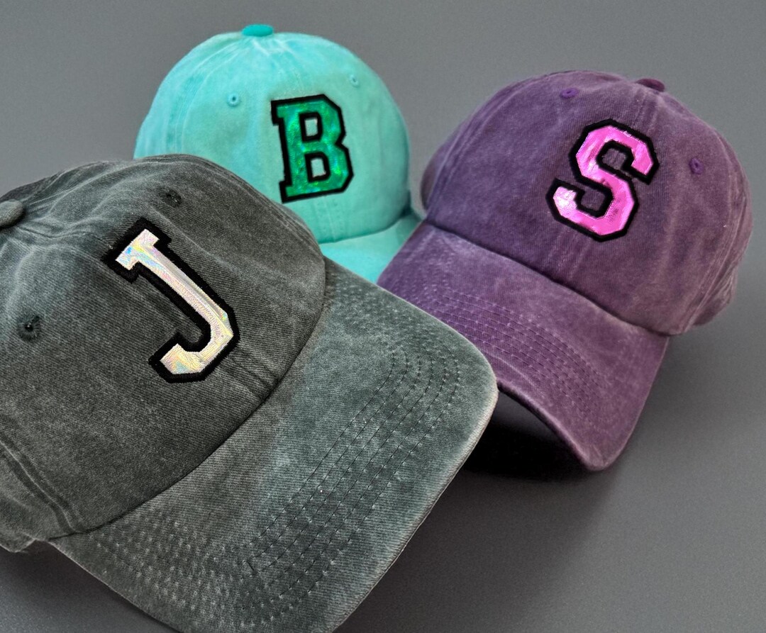 Holographic Color Initial Custom Cap ,embroidered Hat, Adult Hat ...