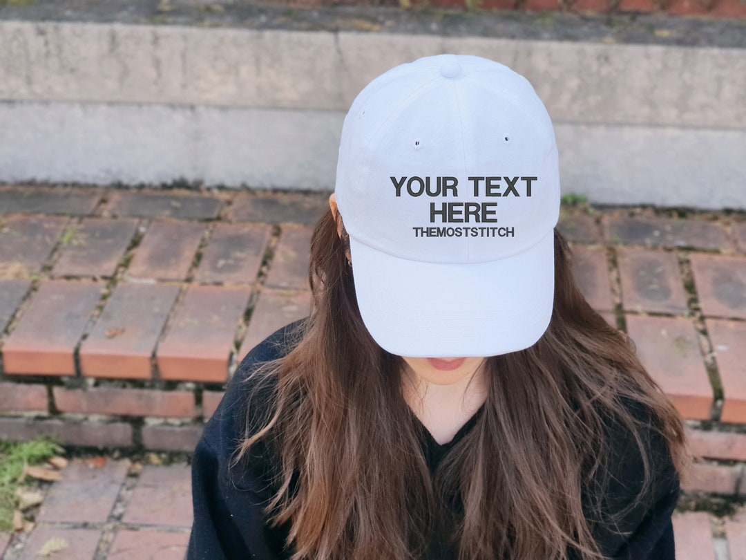 White Cotton Hat, Custom Hat, Embroidered Hat, Personalized Hat, White ...