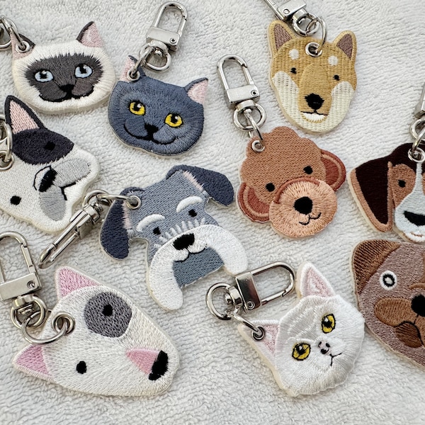 Embroidered Keychain Dog - Etsy