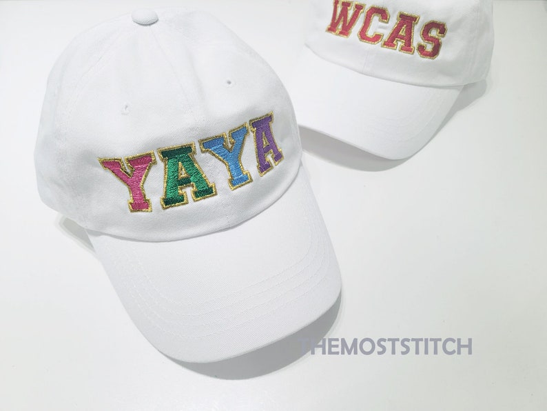 GOLD Customized Cap Colorful Initials Embroidered Hat - Etsy