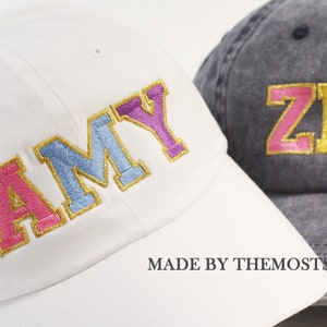 GOLD Customized Cap , Colorful Initials, Embroidered Hat, Initial Hat ...