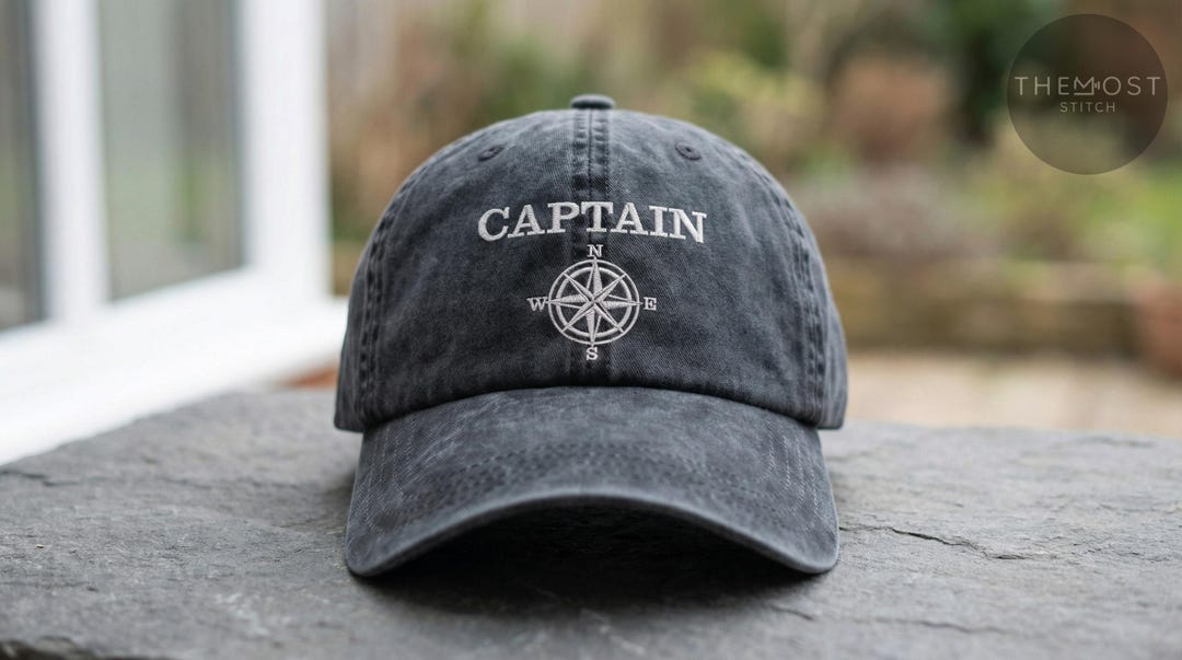 Captain & Compass Embroidered Cap – Nautical Adventure Hat, Vintage ...