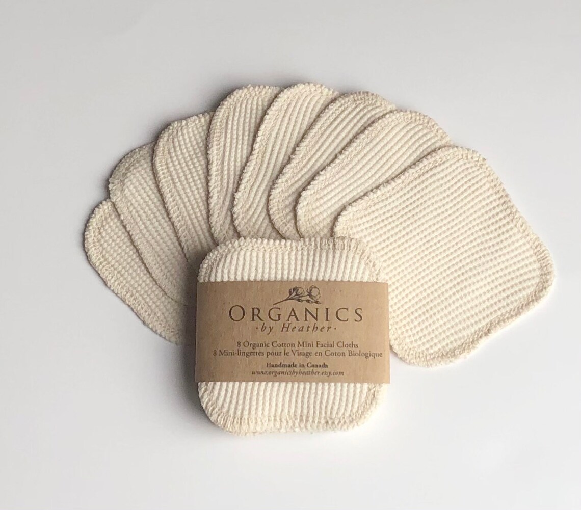 Organic Cotton Waffle Mini Facial Cloths – 8 Pack | Reusable Makeup ...