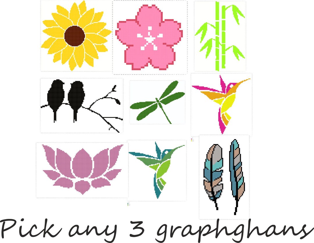 PIXEL CHARTS - Pick Any 3 and Save 20% - Graph Pattern Graphgan - Cross ...