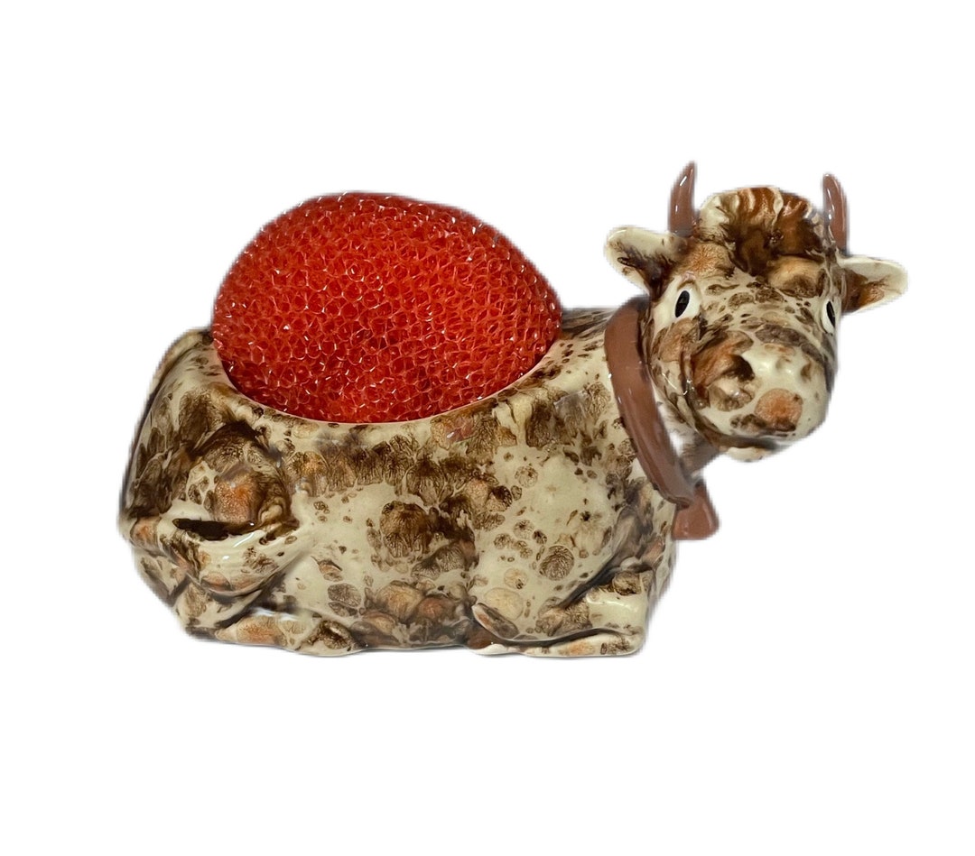 Cow Sponge Holder, Ceramic Scrubby Holder, Cow Planter, Cow Lover Gift ...