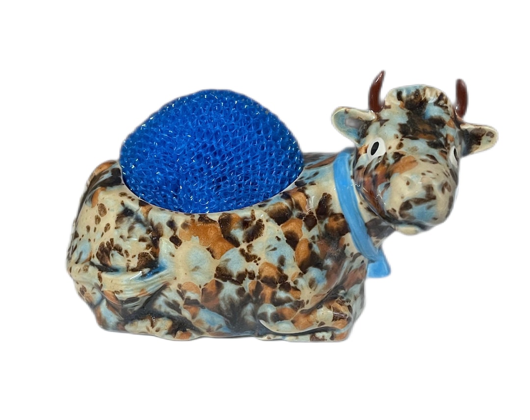 Cow Sponge Holder, Ceramic Scrubby Holder, Cow Planter, Cow Lover Gift ...