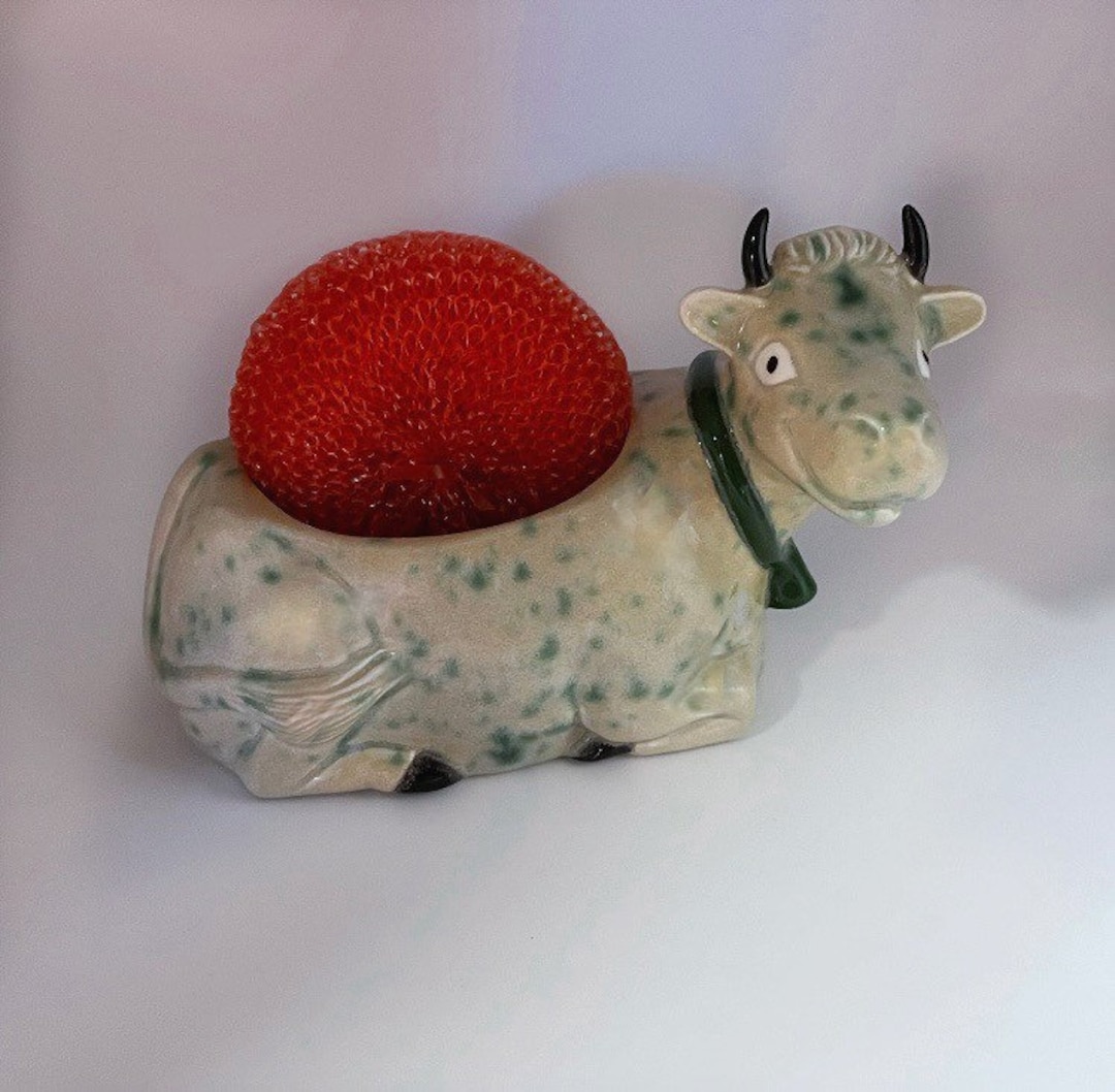 Cow Sponge Holder Ceramic Scrubby Holder Cow Planter Cow - Etsy
