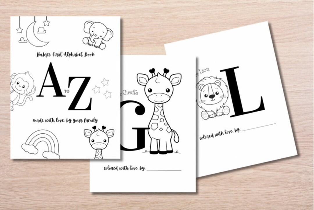 ABC Coloring Book for Baby Shower, Coloring Pages, Baby Shower Game ...
