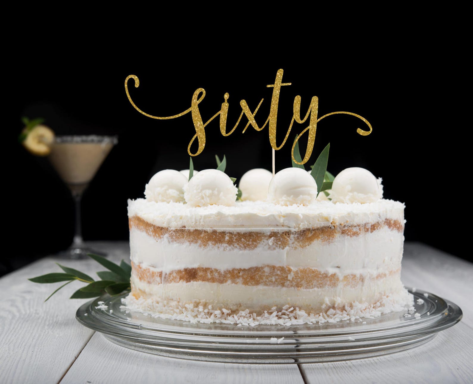 Sixty Cake Topper Cake Decoration Glitter Party Decoration - Etsy
