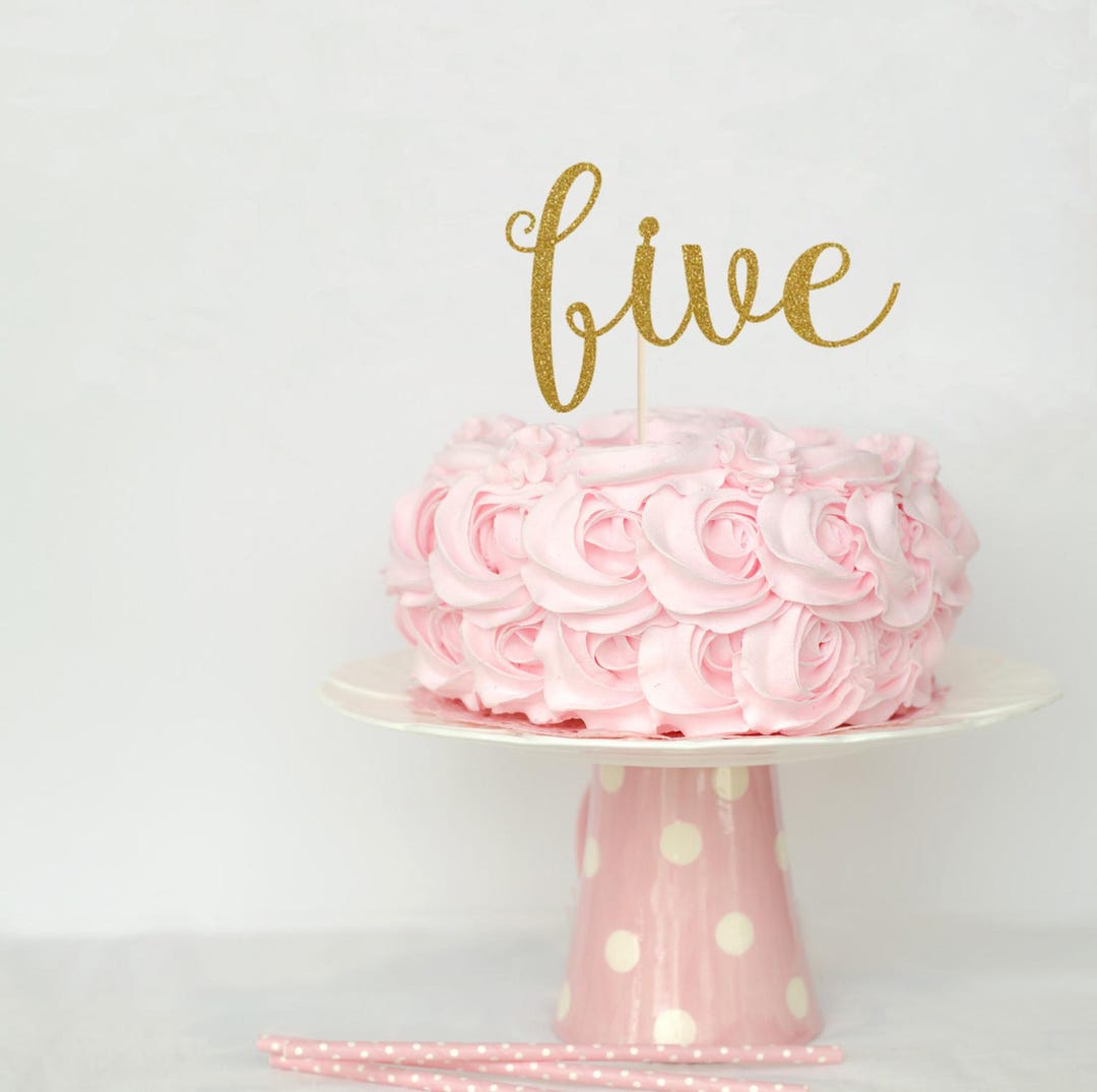 Five Cake Topper, Cake Decoration, Glitter, Birthday Party, Custom ...
