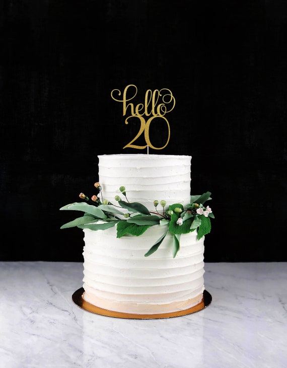 Hello 20 Twenty Cake Topper Cake Decoration Glitter Party | Etsy