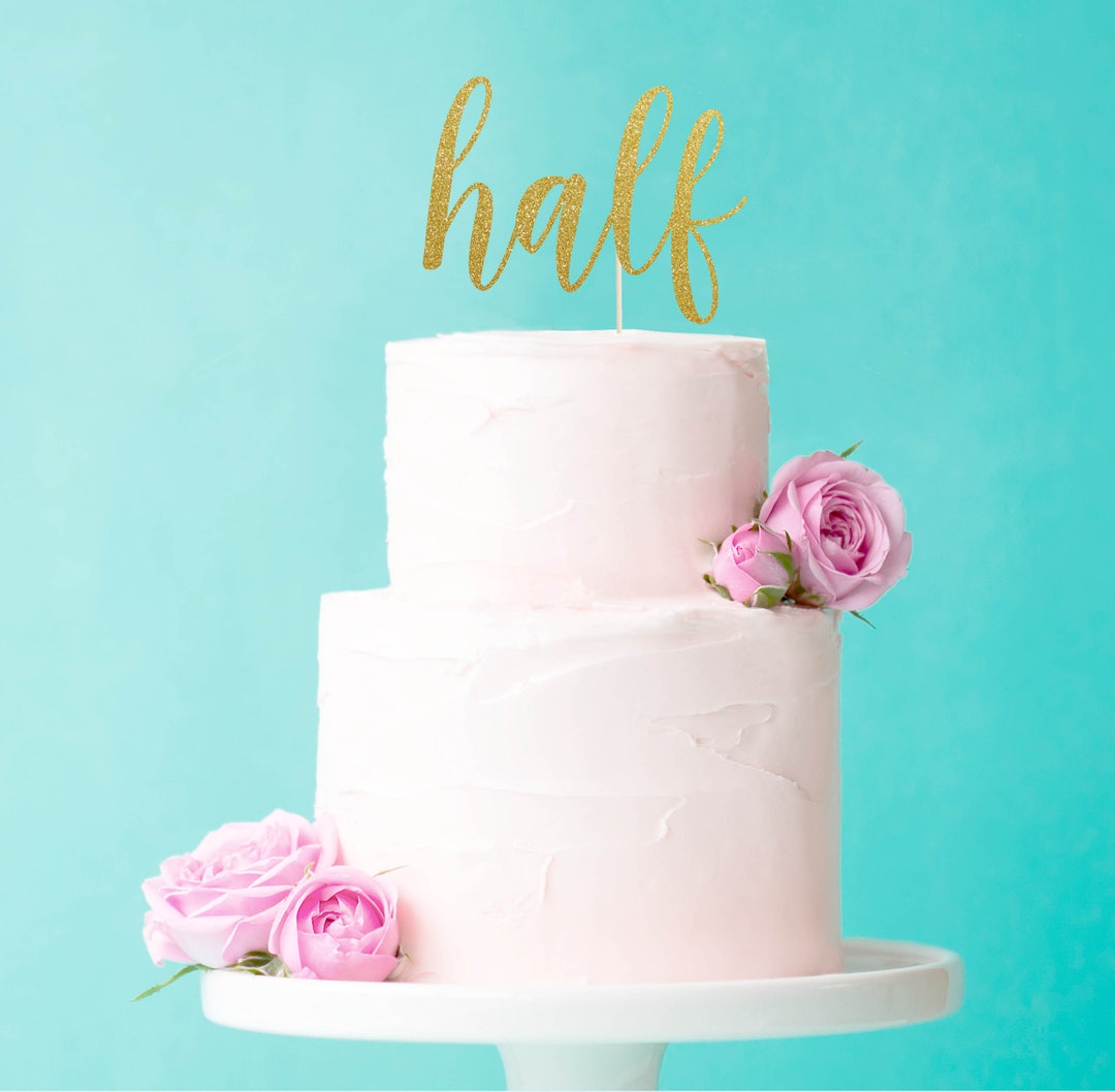 Half Birthday Cake Topper, Cake Decoration, Glitter, Party Decoration ...