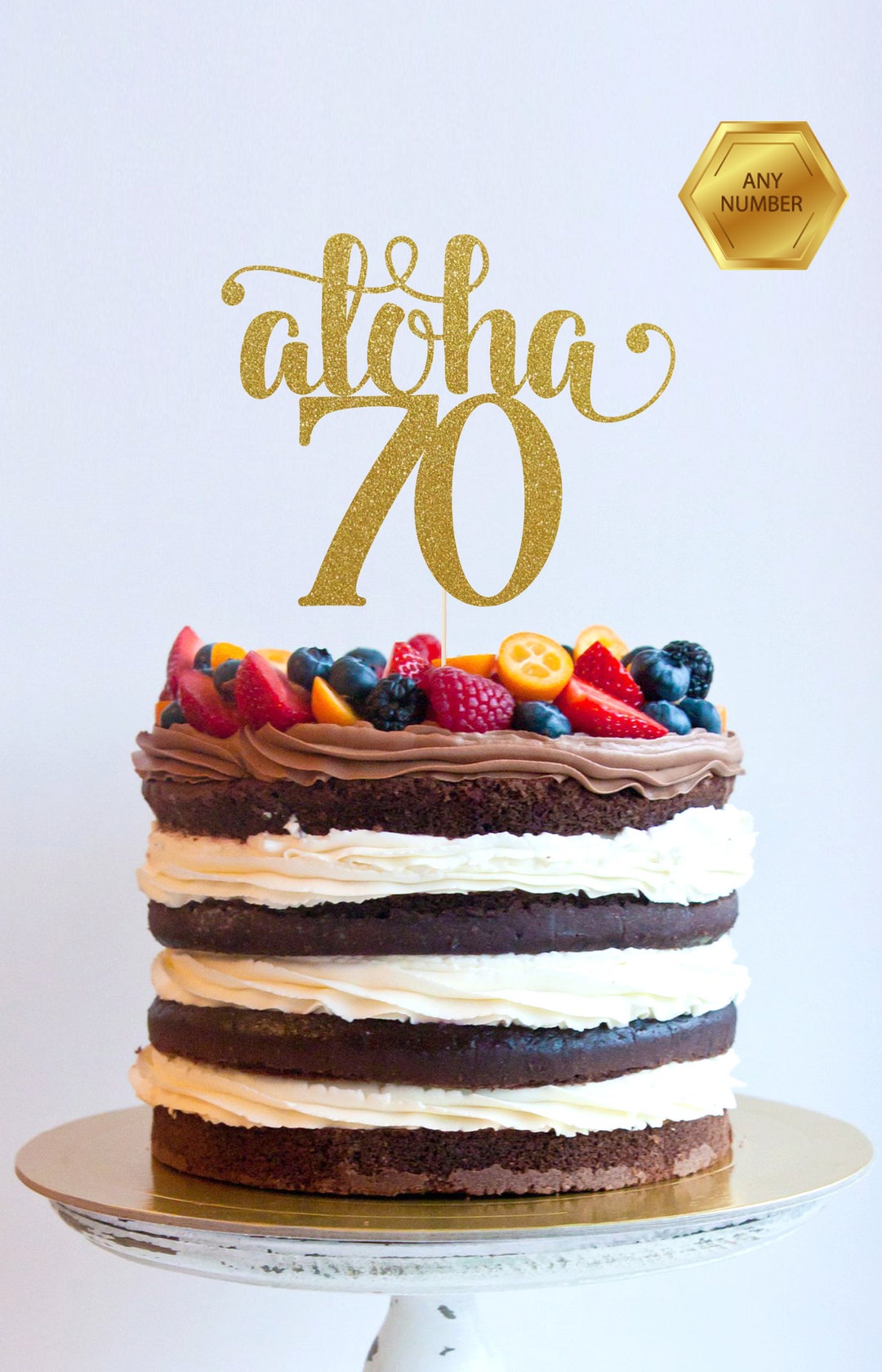 Aloha 70 Years, 70th Birthday Cake Topper, Happy 70th Cake Decoration ...