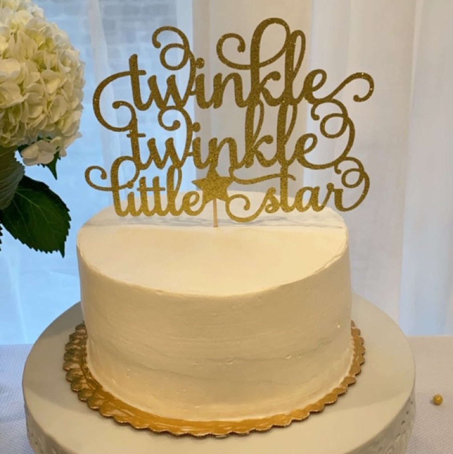 Twinkle Twinkle Little Star Cake Topper, Cake Decoration, Glitter, Gold ...