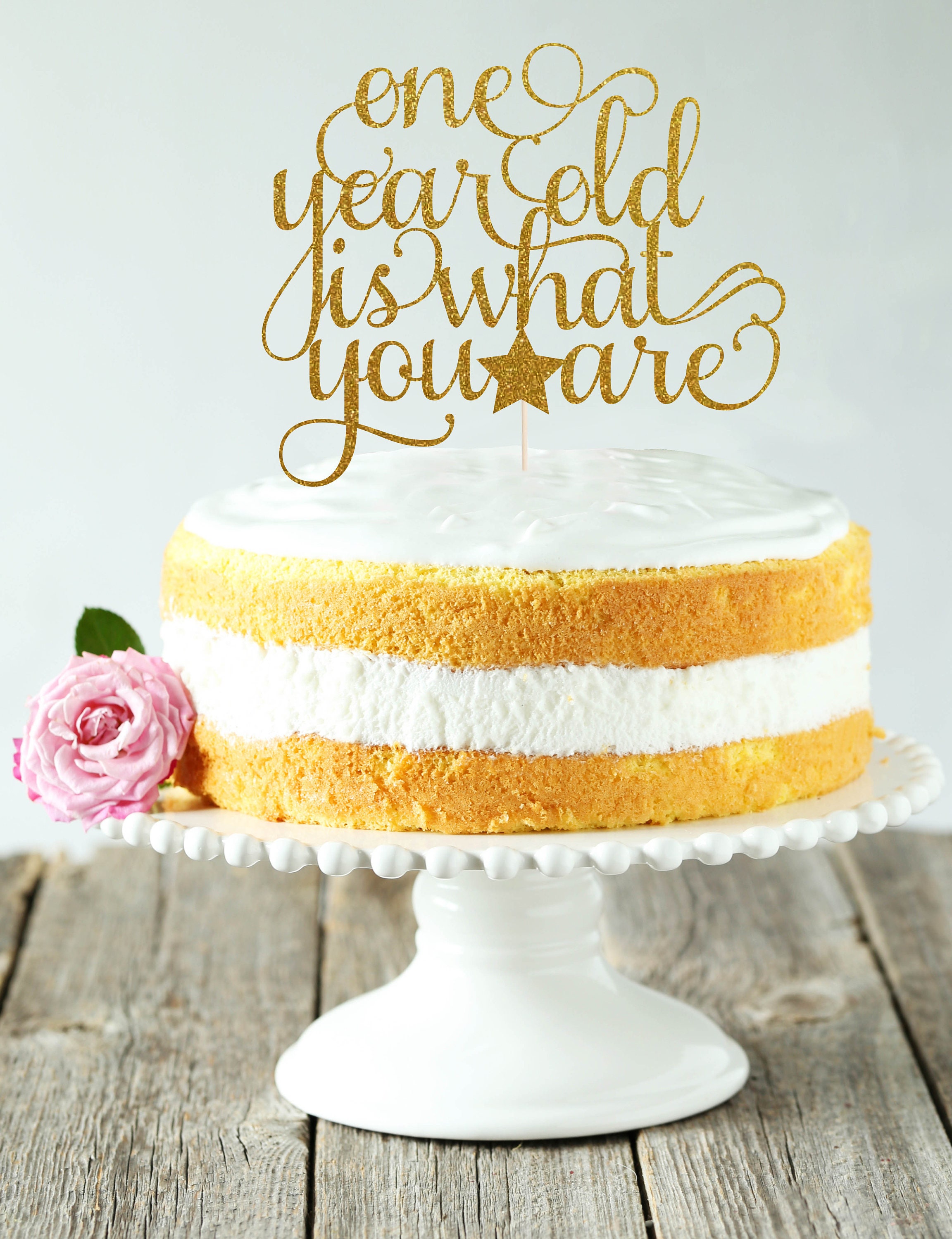 One Year Old is What You Are Cake Topper, Cake Decoration, Glitter ...