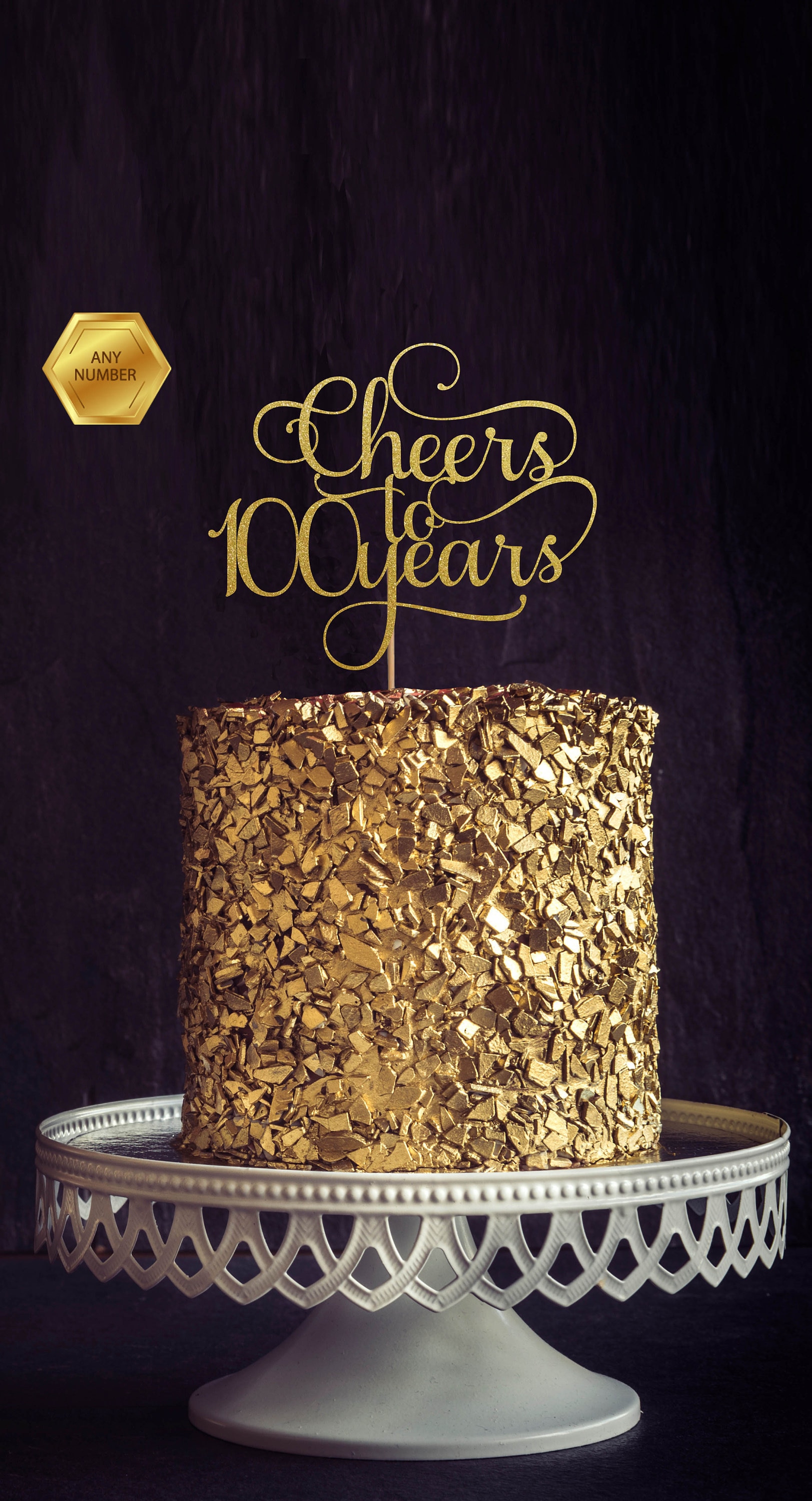 Cheers to 100 Years, 100th Birthday Cake Topper, Happy 100th Cake ...