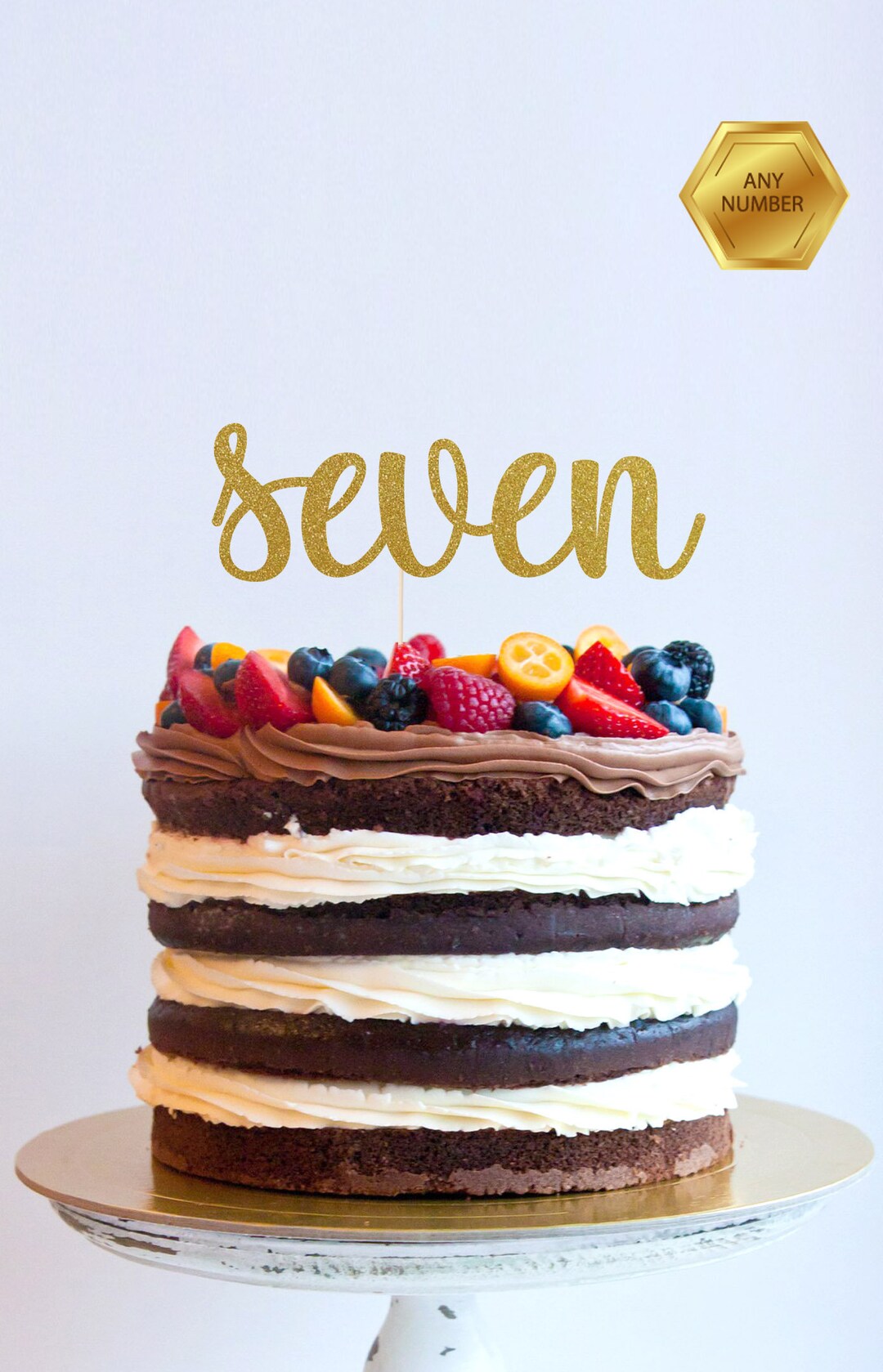 Seven Cake Topper, Cake Decoration, Glitter, Party Decoration, Custom ...