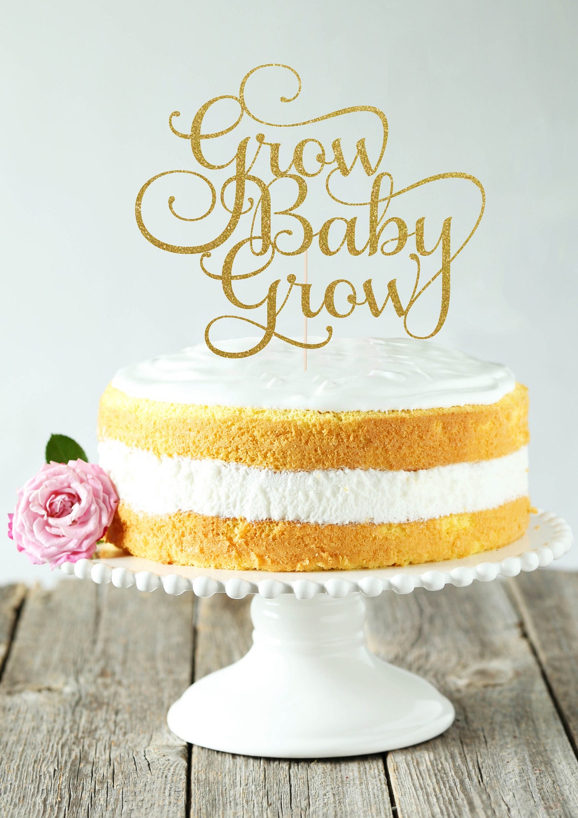 Grow Baby Grow Cake Topper, Cake Decoration, Glitter, Gold, Silver ...