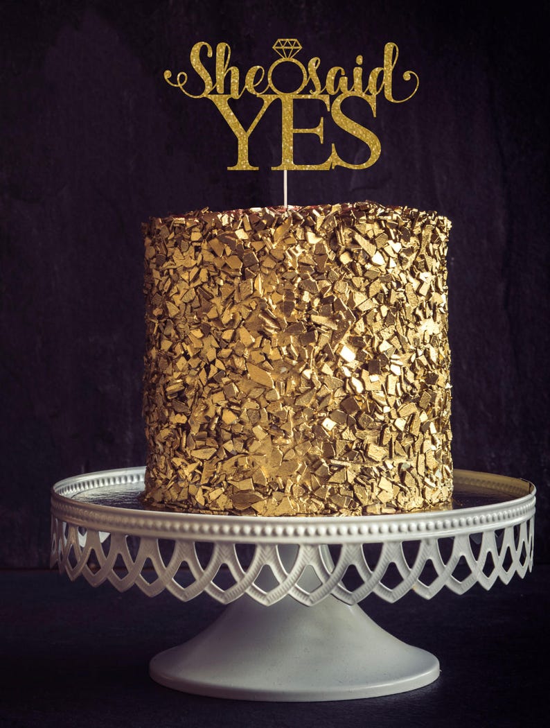 She Said Yes Cake Topper, Cake Decoration, Glitter, Party, Custom ...