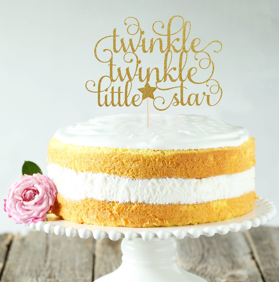 Twinkle Twinkle Little Star Cake Topper, Cake Decoration, Glitter, Gold ...