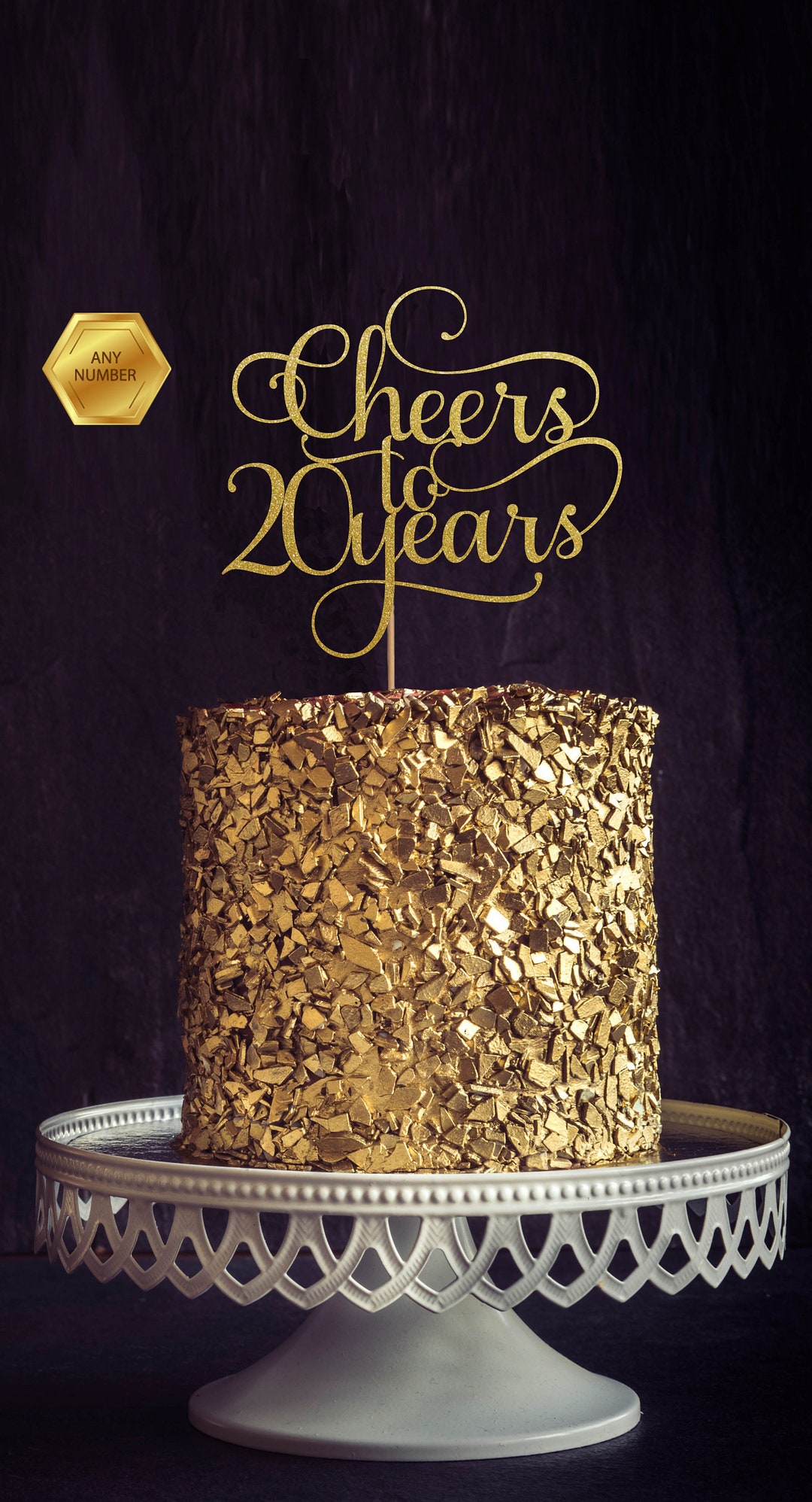 Cheers to 20 Years, 20th Birthday Cake Topper, Happy 20th Cake ...